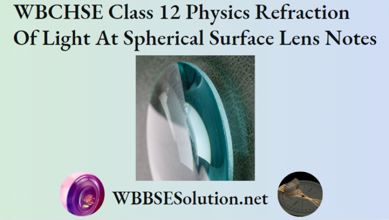 WBCHSE Class 12 Physics Refraction Of Light At Spherical Surface Lens ...