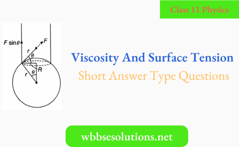 WBCHSE Class 11 Physics Viscosity And Surface Tension Short Answer Type ...