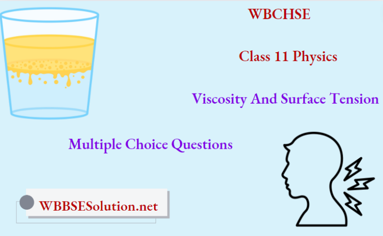 WBCHSE Class 11 Physics Viscosity And Surface Tension Multiple Choice ...